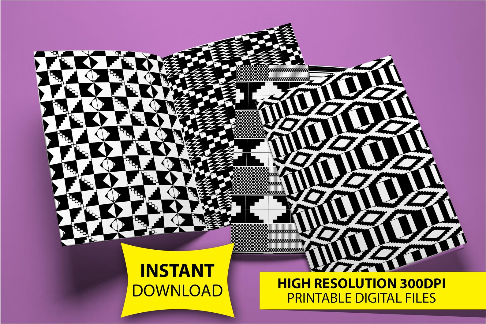 African Kente Patterns Coloring Book, Adinkra, African Stools, Adult ...