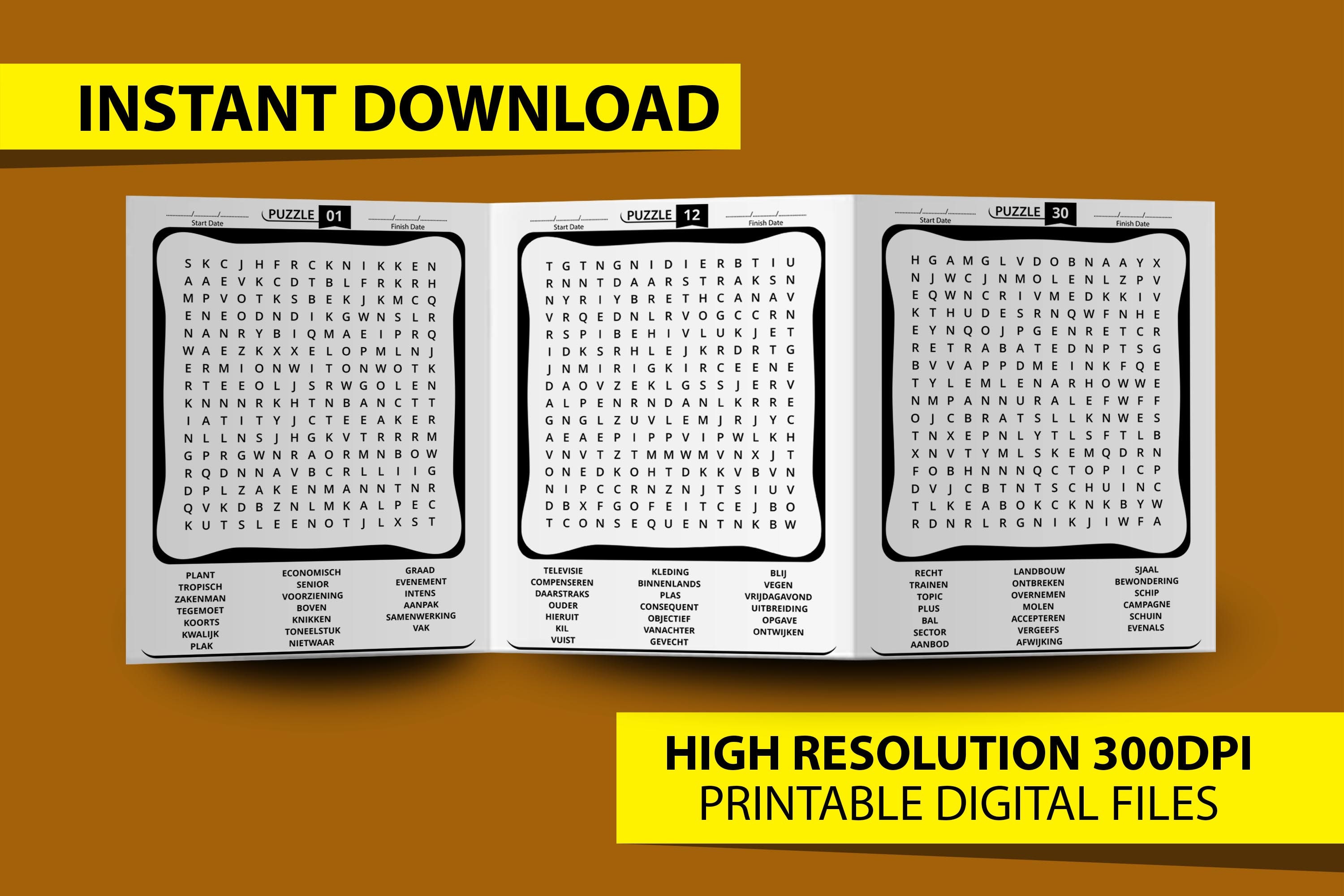 Dutch Word Search: 100 Large Print Puzzles (PDF) - Etsy