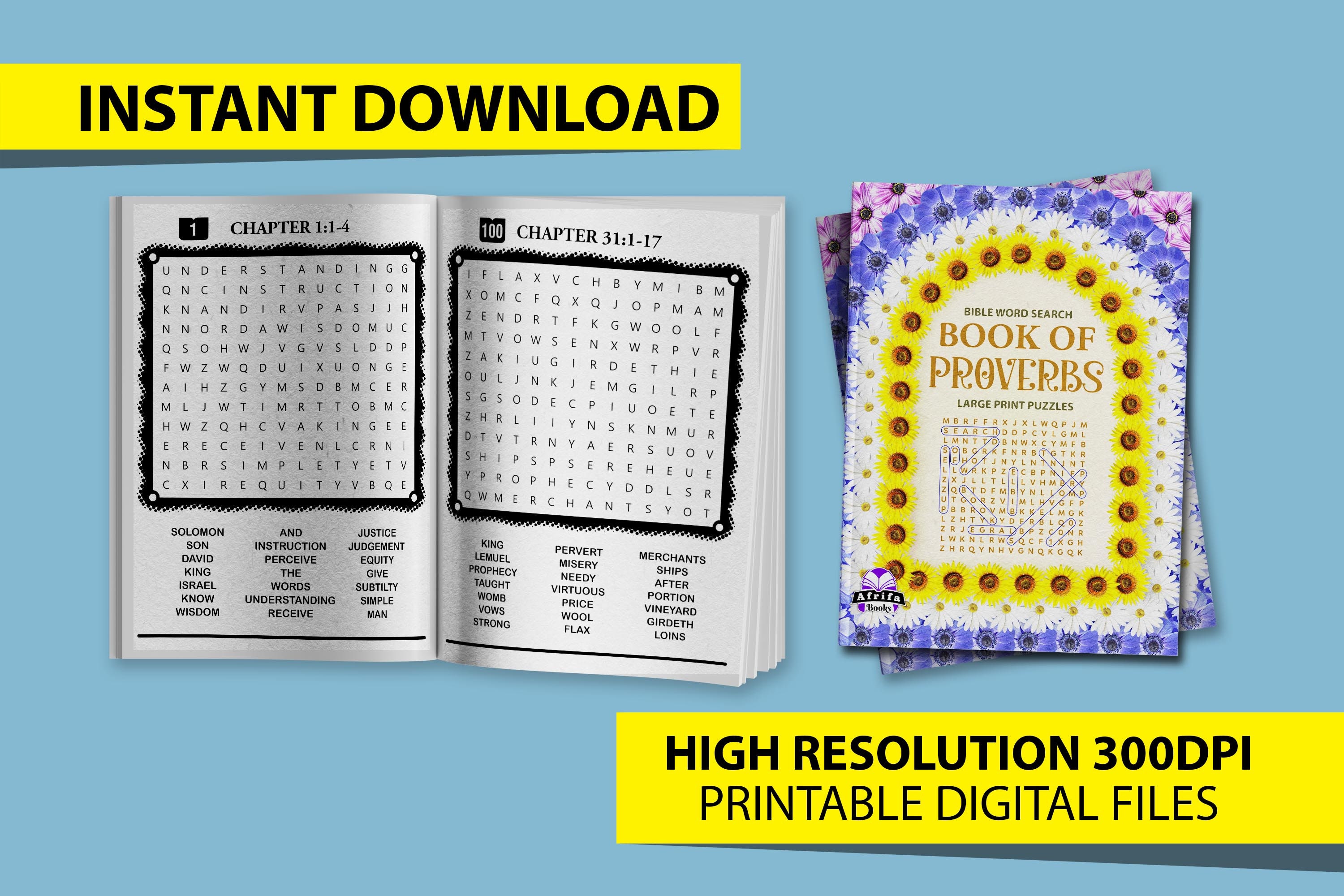 Book of Proverbs Word Search: Large Print Puzzles (PDF) - Etsy