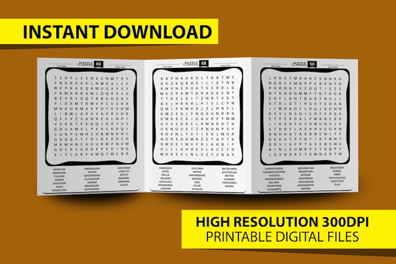 Dutch Word Search: 100 Large Print Puzzles (PDF) - Etsy