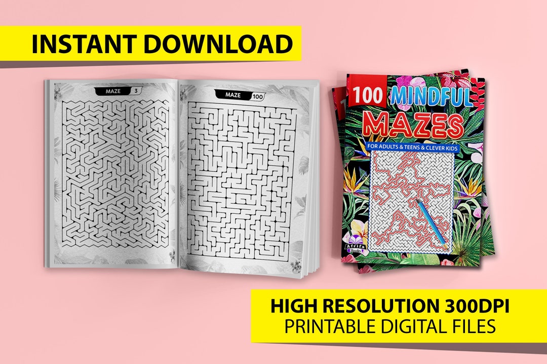 100 Mindful Mazes for Adults and Teens & Clever Kids, Large Print ...
