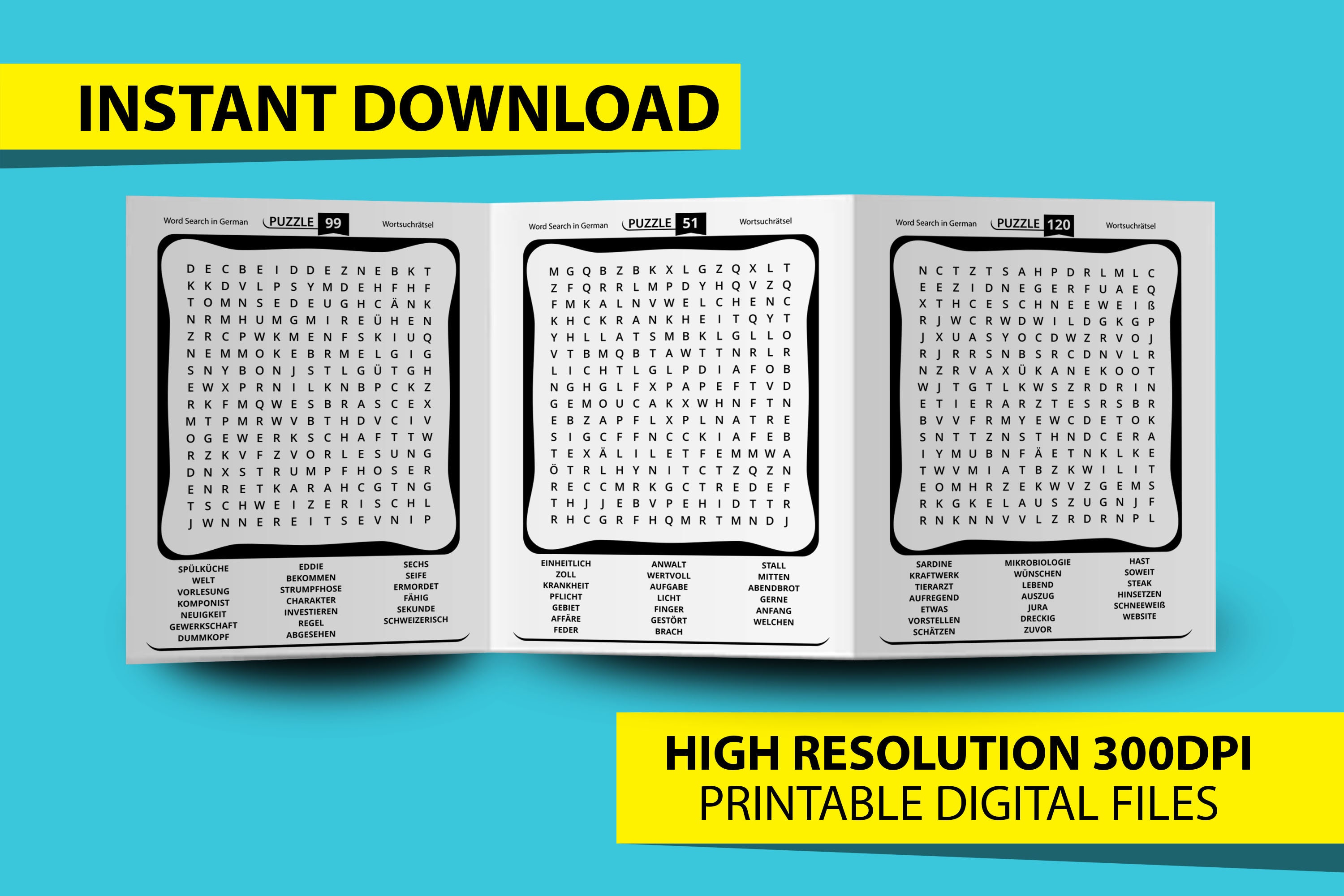 German Word Search 150 Large Print Puzzles With Solutions ...