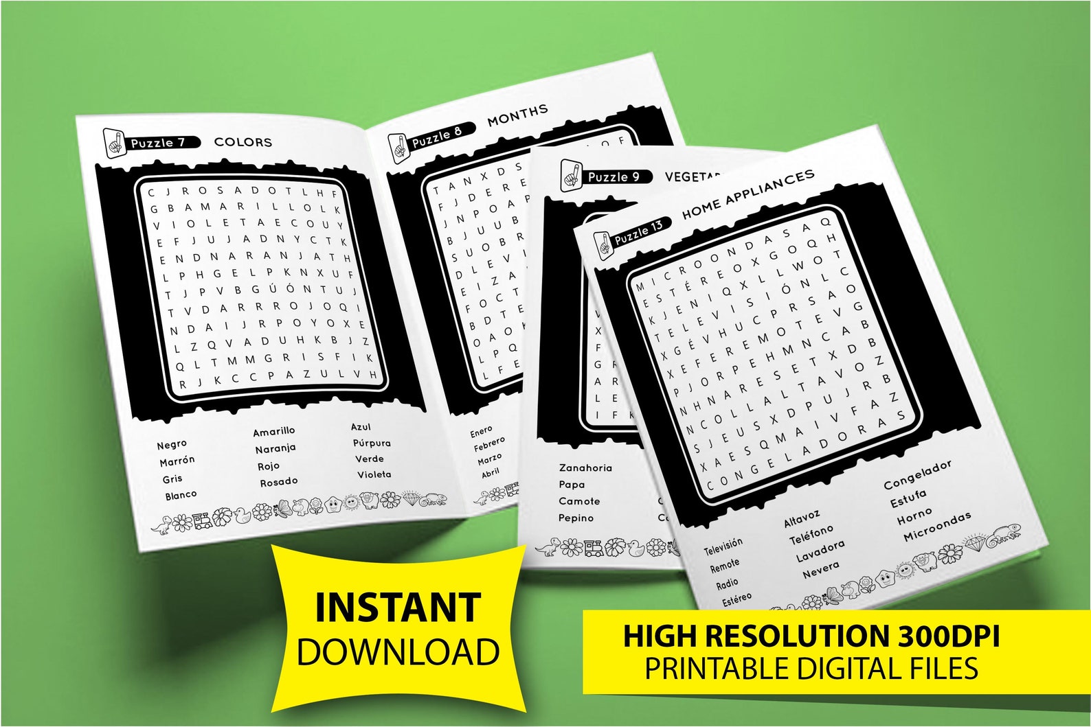 Printable Spanish Word Search Puzzles for Kids, Bilingual Coloring ...