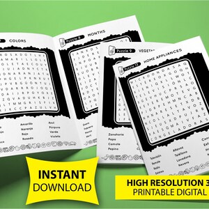 Printable Spanish Word Search Puzzles for Kids, Bilingual Coloring ...