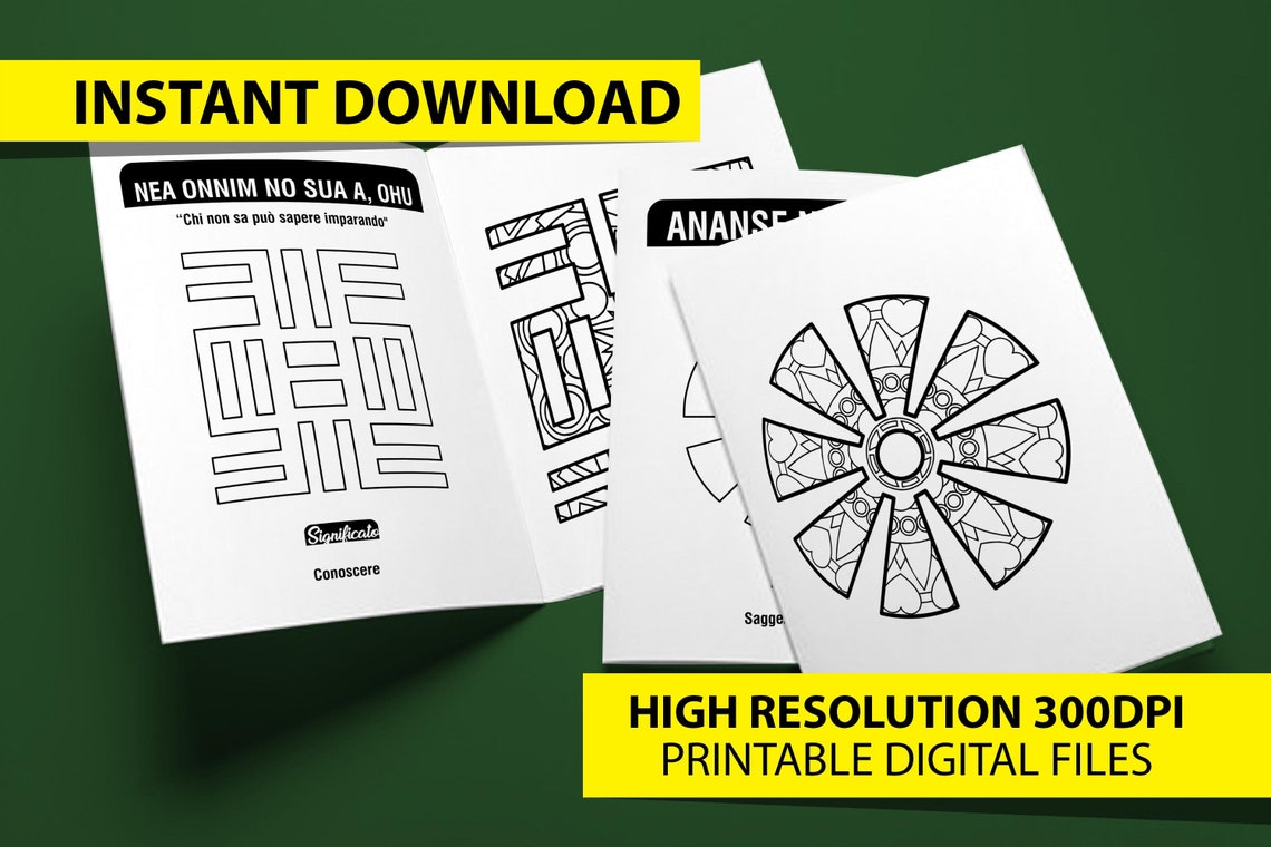 Adinkra Symbols Coloring Pages With Names and Meanings in Italian Pdf ...