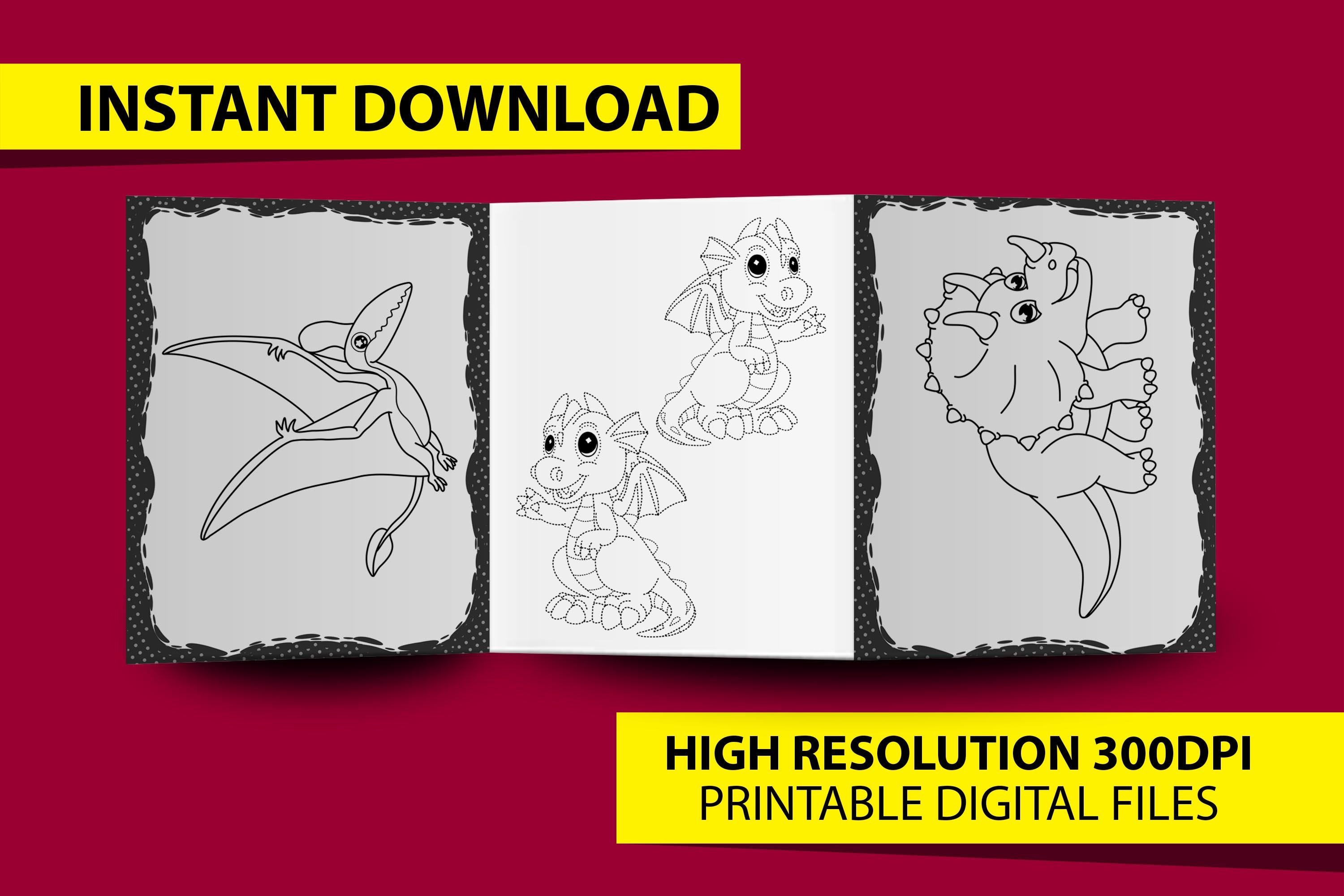 Cute Dinosaurs Trace and Color Book for Awesome Kids Prehistoric ...