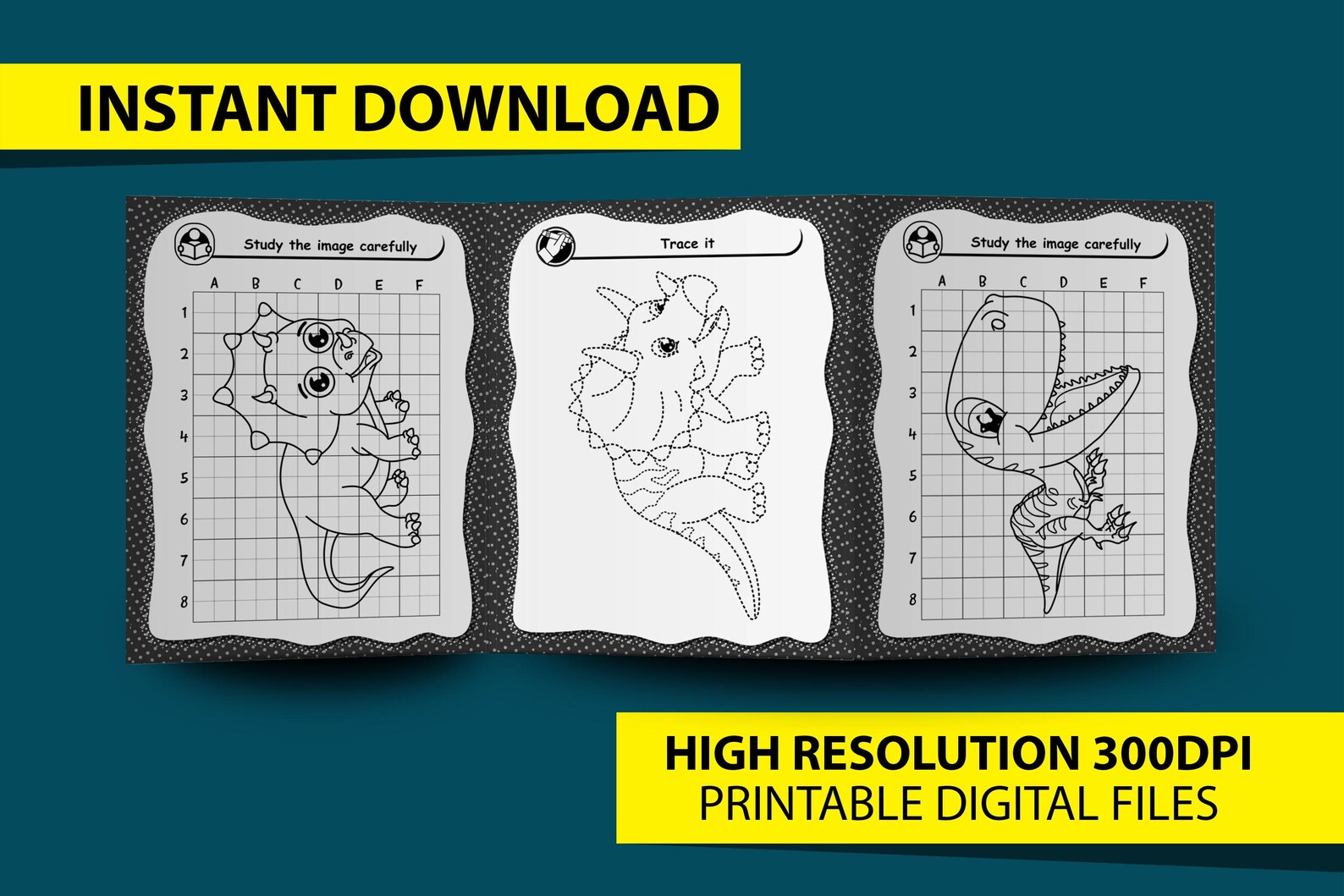 How to Draw Prehistoric Animals for Kids Ages 8-12 Grid Copy Drawing ...