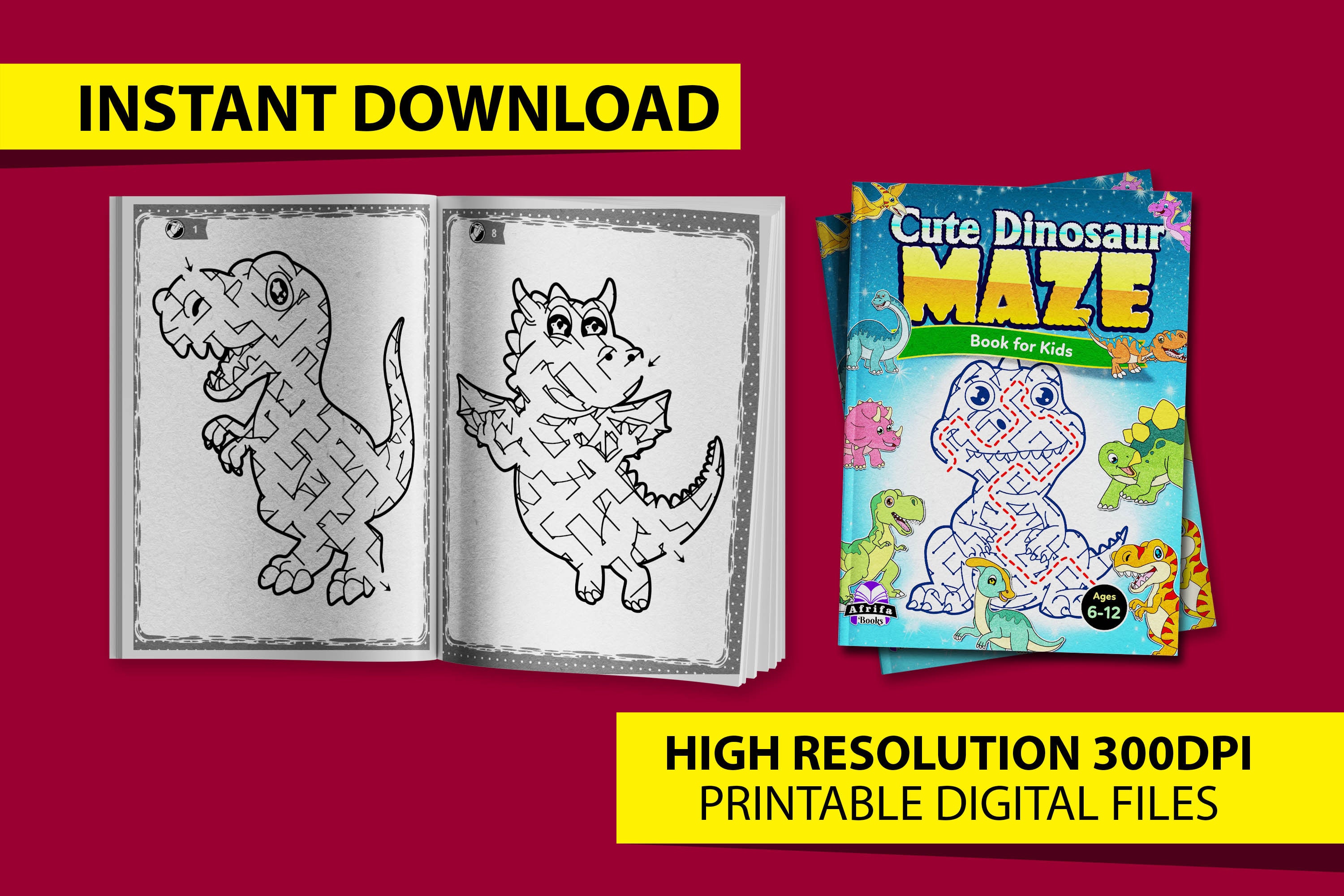 Cute Dinosaur Maze Puzzles for Kids Ages 6-12, Printable Mazes for Boys ...