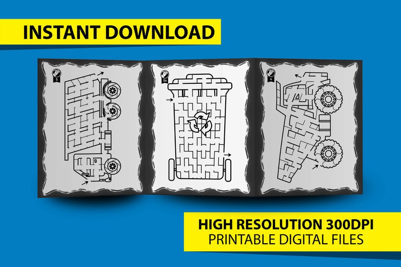 Garbage Truck Maze Activity PDF for Kids Ages 4-8 Awesome Puzzles for ...