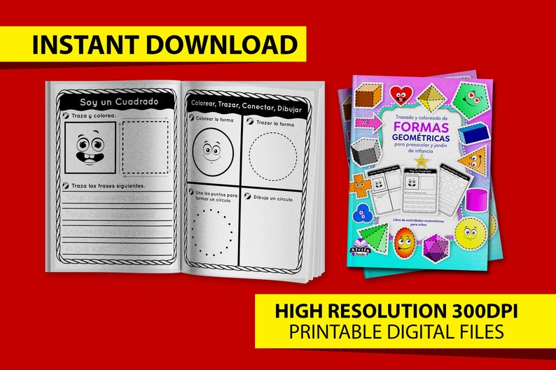 Spanish Geometric Shapes Worksheet: Tracing & Coloring (PDF) - Etsy