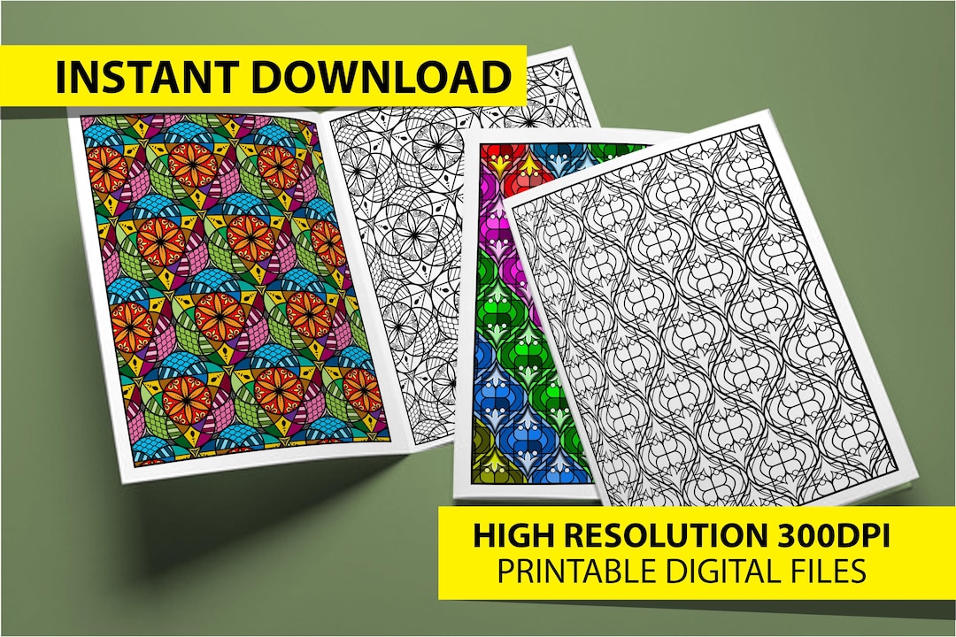 Geometric Coloring Pages for Adults Relaxation and Stress Relief 100 ...