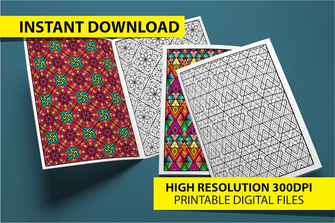 Geometric Coloring Pages for Adults Relaxation and Stress Relief ...