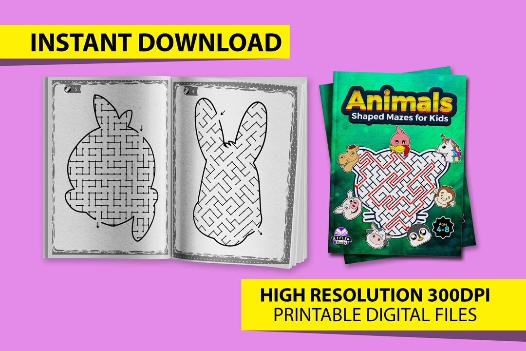 Animals Shaped Mazes for Kids Ages 4-8, Maze Puzzles Activity Books for ...