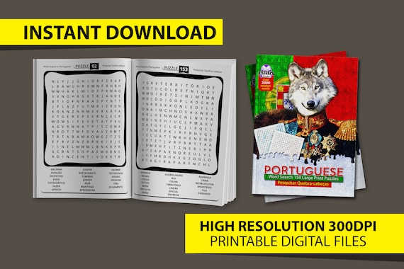 Portuguese Word Search 150 Large Print Puzzles With Solutions - Etsy