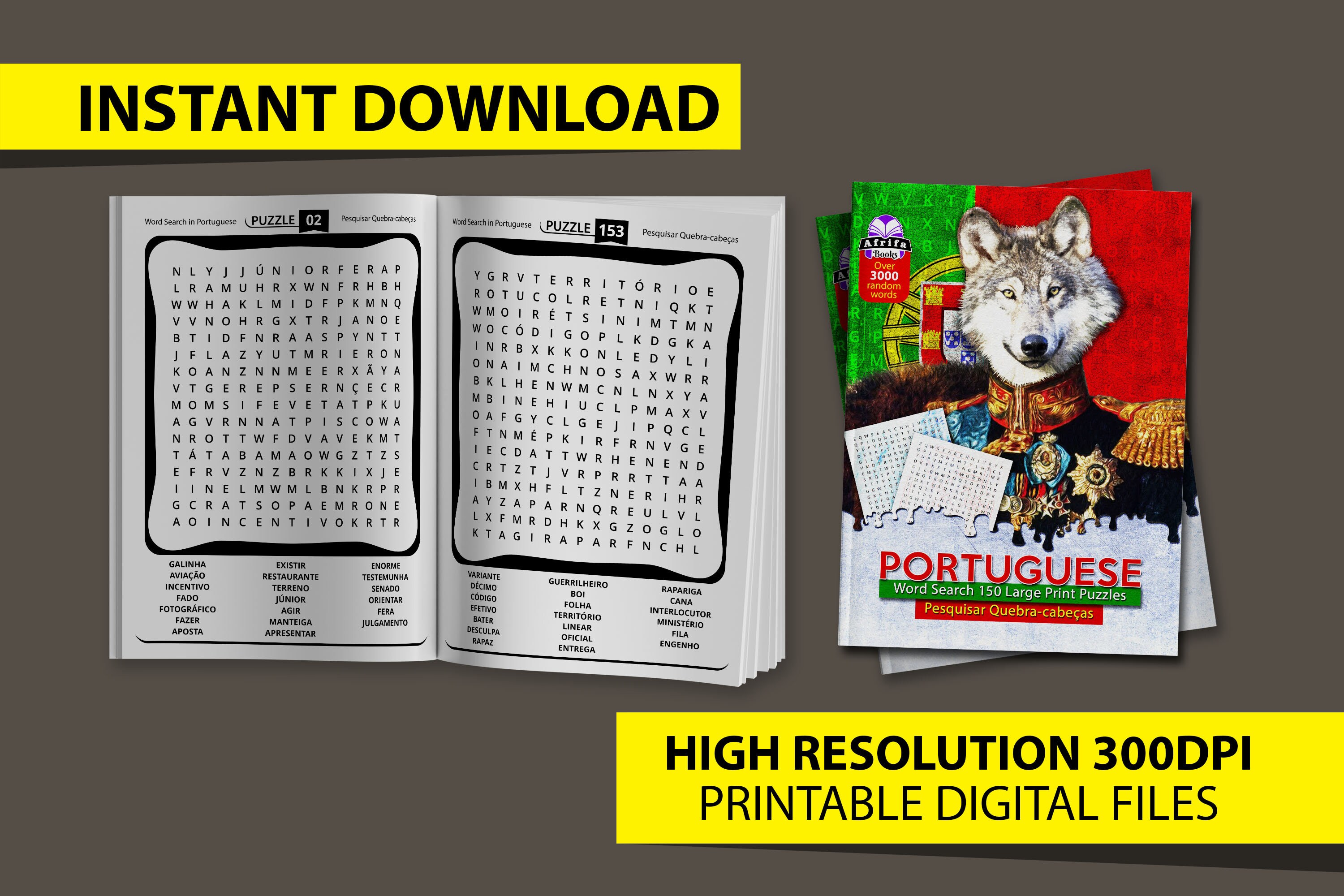 Portuguese Word Search 150 Large Print Puzzles With Solutions ...