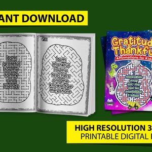 Gratitude and Thankful Affirmations for Kids, Maze Activity Books for ...