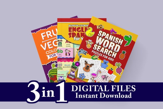 Printable Spanish Word Search Puzzles for Kids Bilingual - Etsy