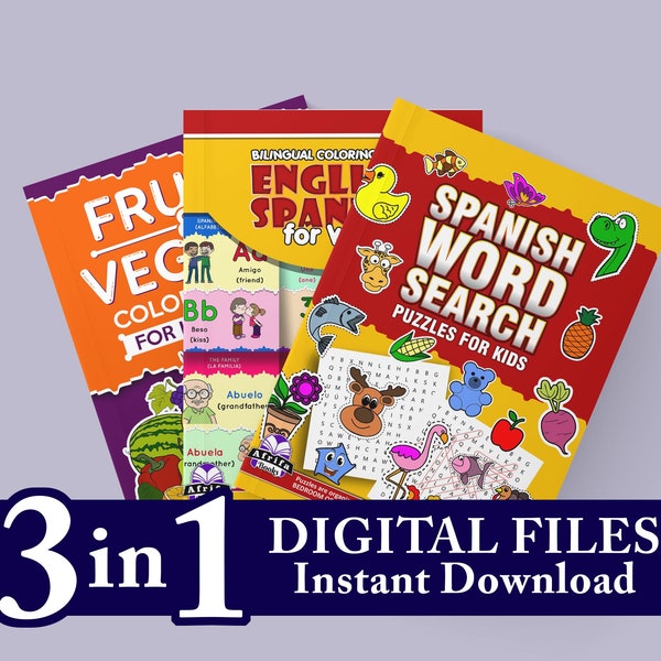 Spanish English Coloring Book - Etsy