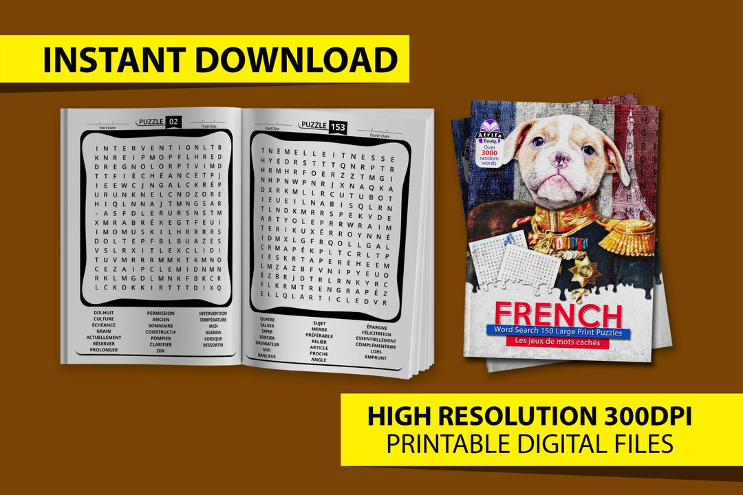 French Word Search 150 Large Print Puzzles With Solutions, Les Jeux De ...