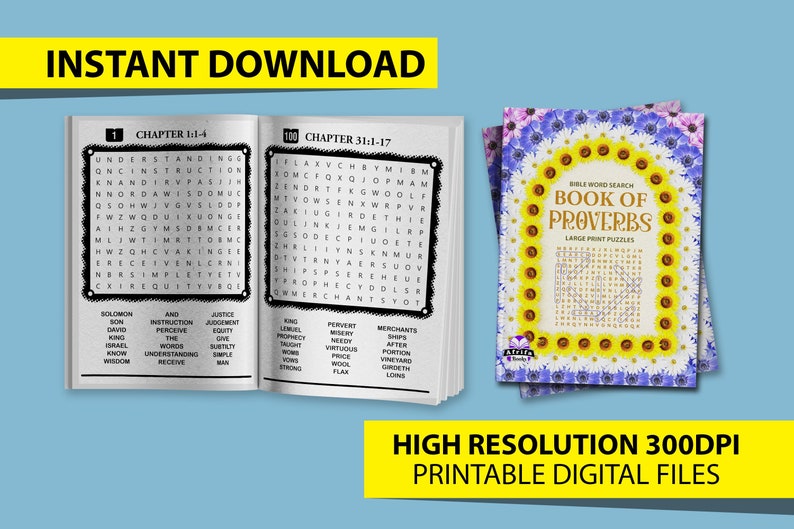Book of Proverbs Word Search: Large Print Puzzles (PDF) - Etsy