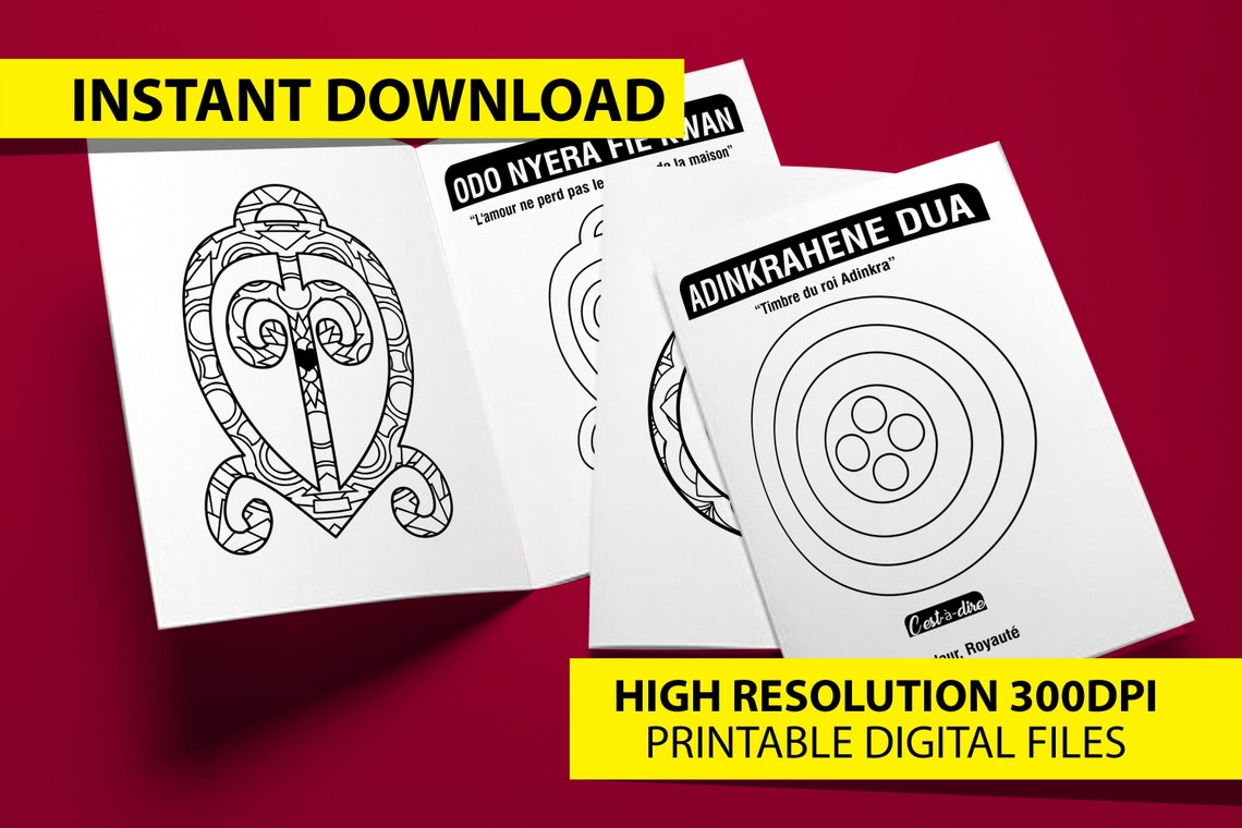 Adinkra Symbols Coloring Pages With Names and Meanings in French Pdf ...