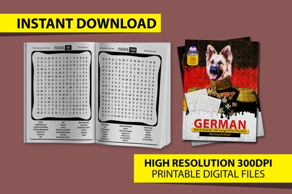 German Word Search 150 Large Print Puzzles With Solutions - Etsy