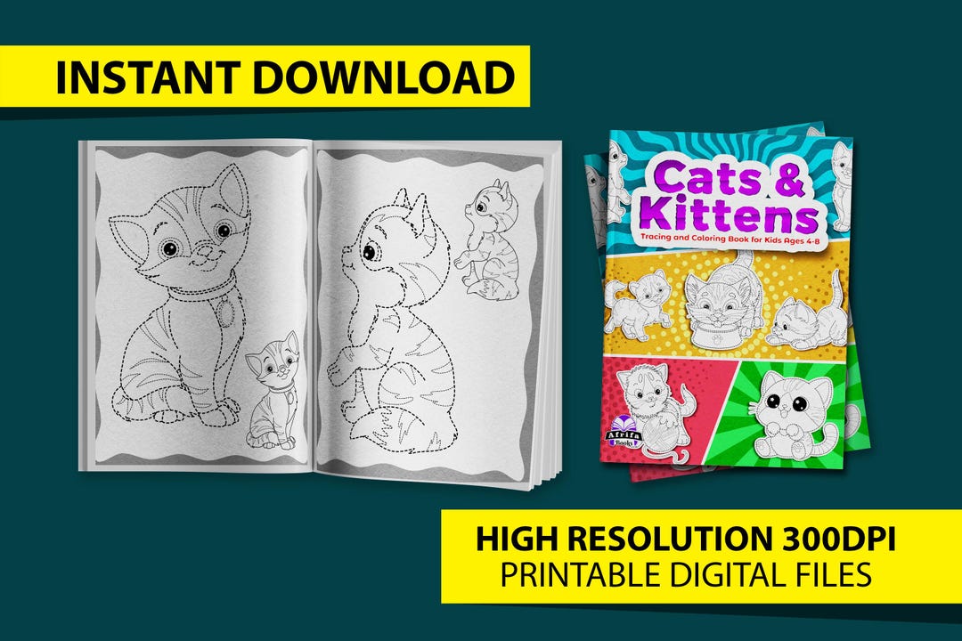 Cats and Kittens Tracing and Coloring Book for Kids Ages 4-8, Adorable ...