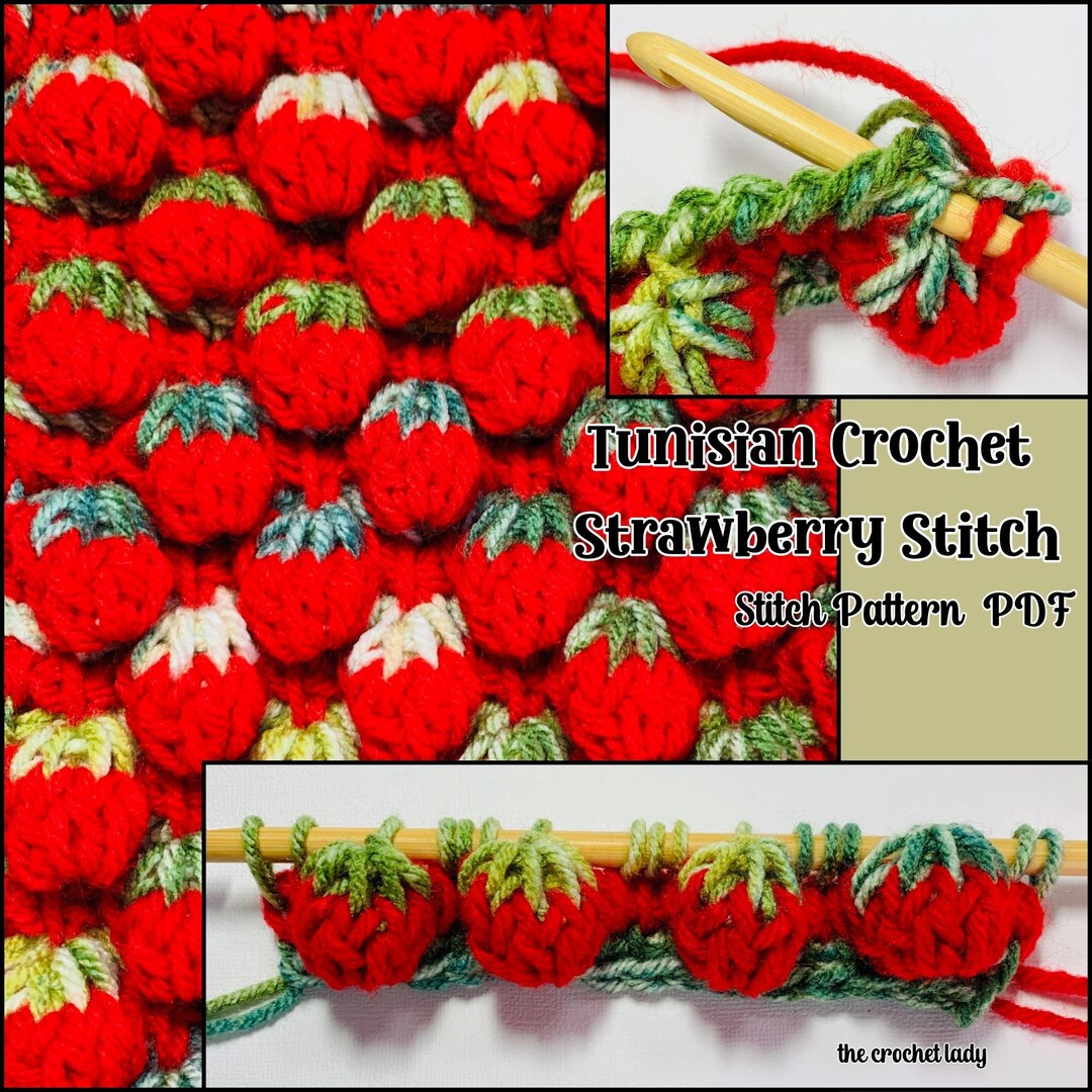 Strawberry Stitch Tunisian Crochet Pattern | PDF With Picture Glossary ...
