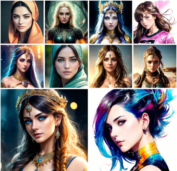 Digital Bundle 50 Female Avatars Generative Art - Etsy