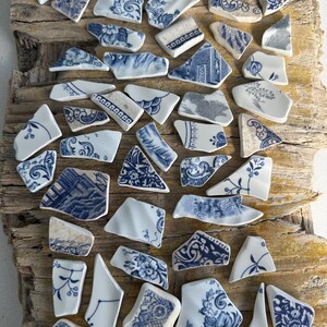 50 X Large Vintage Blue & White Pottery Shards From Spanish Beaches ...