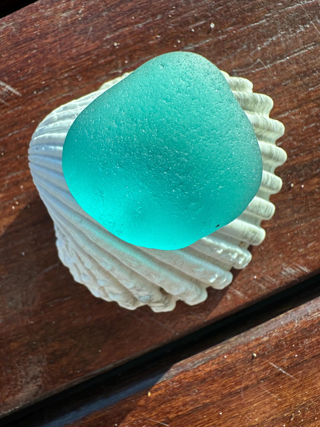 1 X Monster Piece of Blue Teal Sea Glass 27mm - in Cute Display Box ...