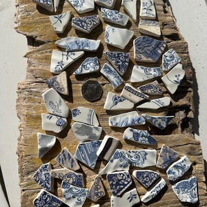 50 X Large Vintage Blue & White Pottery Shards From Spanish Beaches ...
