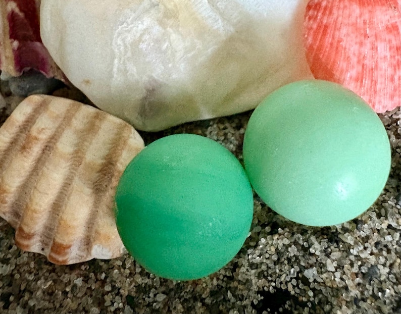 2 X Vintage Green Coloured Marbles, Sea Glass From Spanish Beaches 12mm ...