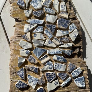 50 X Large Vintage Blue & White Pottery Shards From Spanish Beaches ...