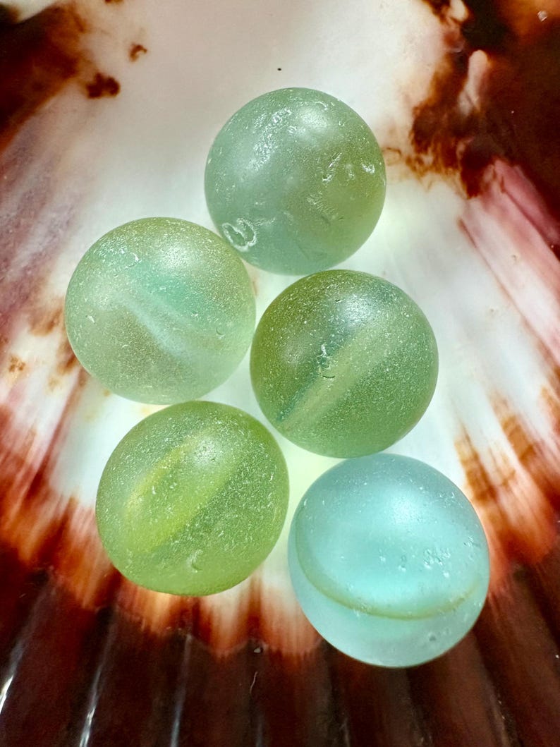 5 X Vintage Mixed Marbles, Sea Glass From Spanish Beaches 12mm - Set ...