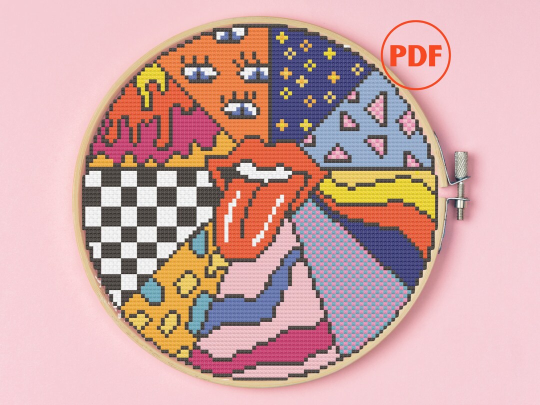Crazy Lips Cross Stitch Pattern | Easy Counted Cross Stitch Pattern ...