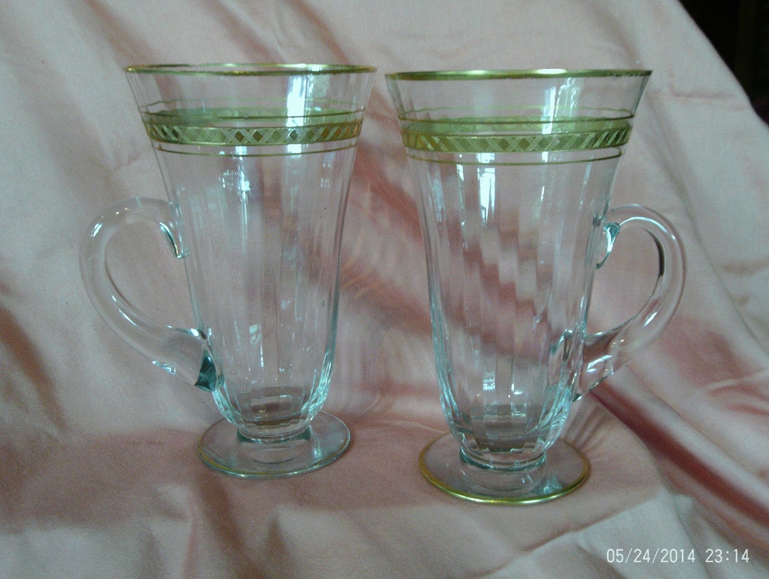 Antique Crystal Coffee/tea Cups, Gold Trim and Rim, Set of 2 Approx. 10 ...