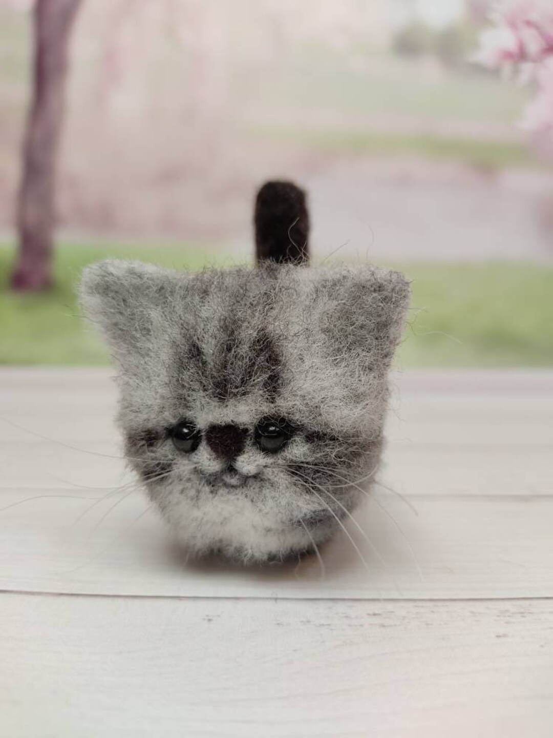 Needle Felted Cat Figurine, Grey Wool Tabby Cat Miniature - Etsy