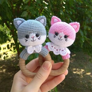 Crochet Cat Rattle Toy Nursery Cat Decor Neutral Expecting Mom Baby ...