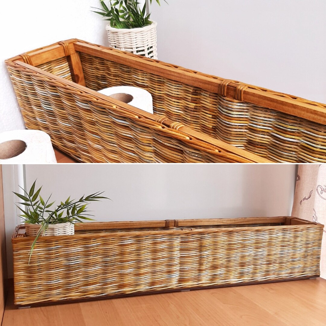 Extra Long Bathroom Basket. Rectangular Basket for Shelf. Narrow ...