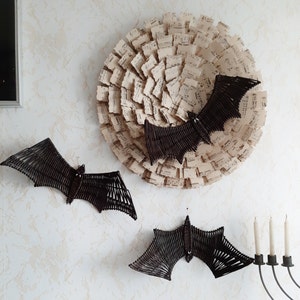 Halloween Bats Wicker Wall Decor Hanging Scary Bats Wicker Wall Art for ...