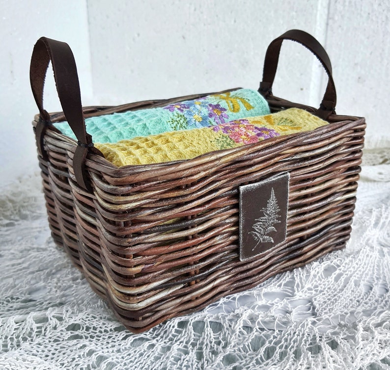 Small Kitchen Basket Storage Rectangular Wicker Basket With - Etsy