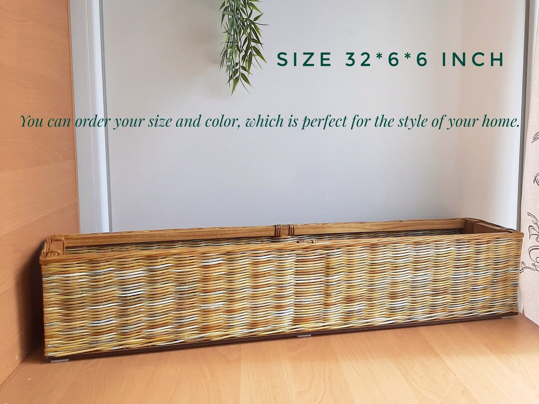 Long Rectangular Wicker Basket. Bathroom Storage Box. Narrow Deep ...