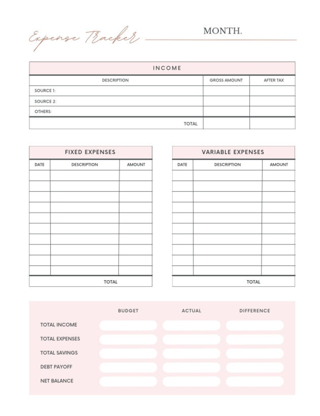 Budget Tracker Template| Digital Download - Etsy Canada