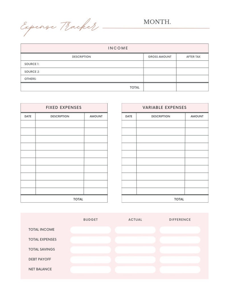 Budget Tracker Template| Digital Download - Etsy