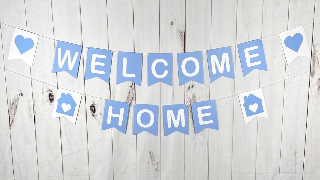 Blue Welcome Home Baby Banner: Heart & Home Decor - Etsy