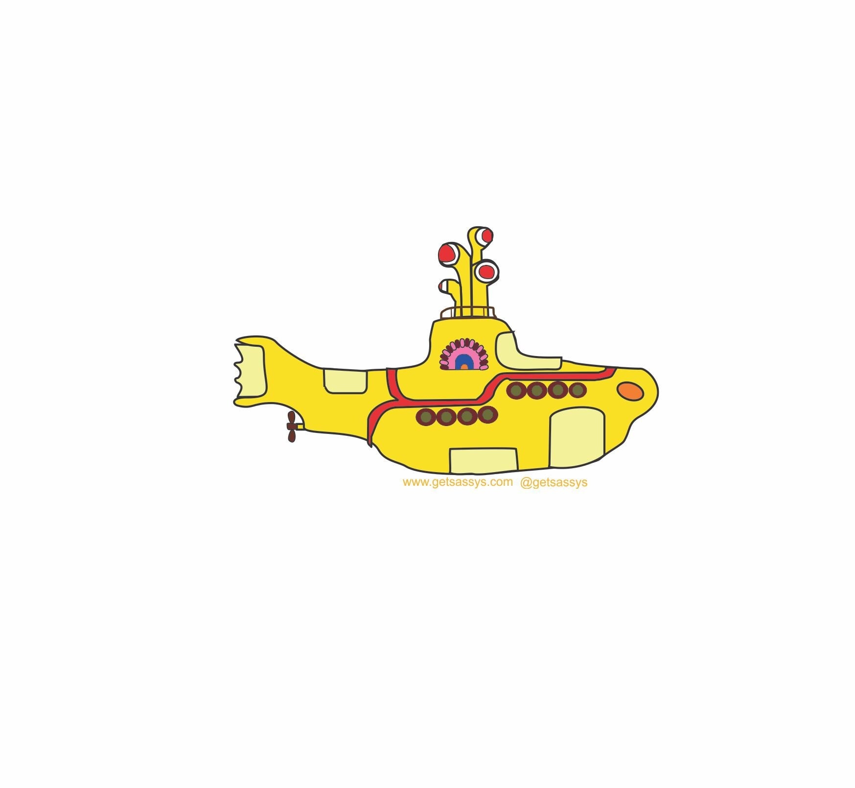 Yellow Submarine Sticker, Graphic Sticker, Laptop Sticker, Funny ...