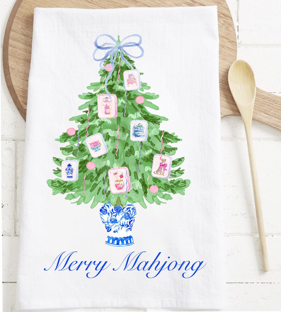 Mahjong Kitchen Towel: Merry Mahjong Tree - Etsy