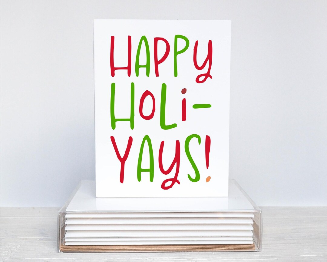 Happy Holi-yays Red and Green Cards: Boxed Holiday Note Card Set - Etsy