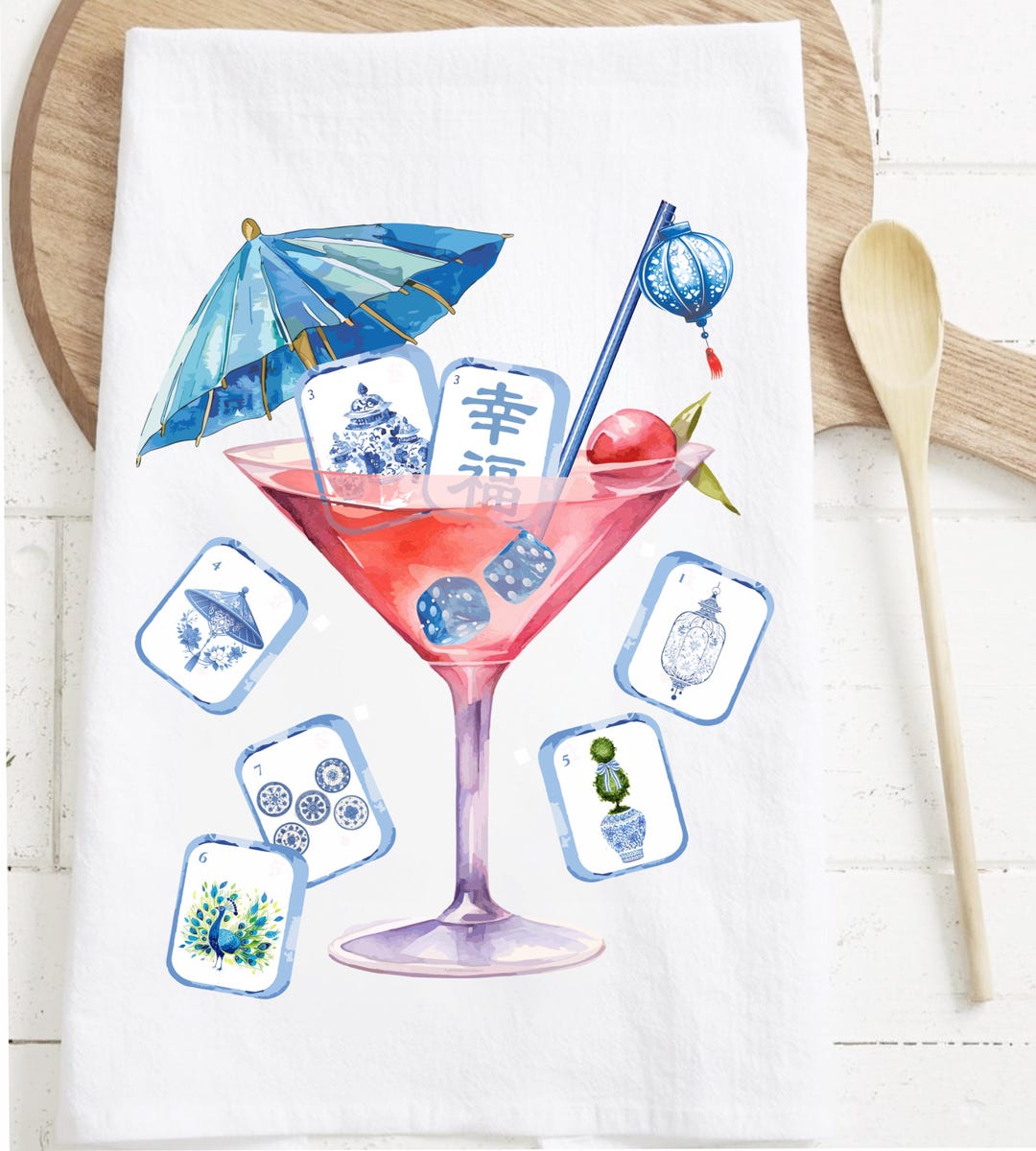 Mahjong Kitchen Towel: Mahjong Cocktail - Etsy